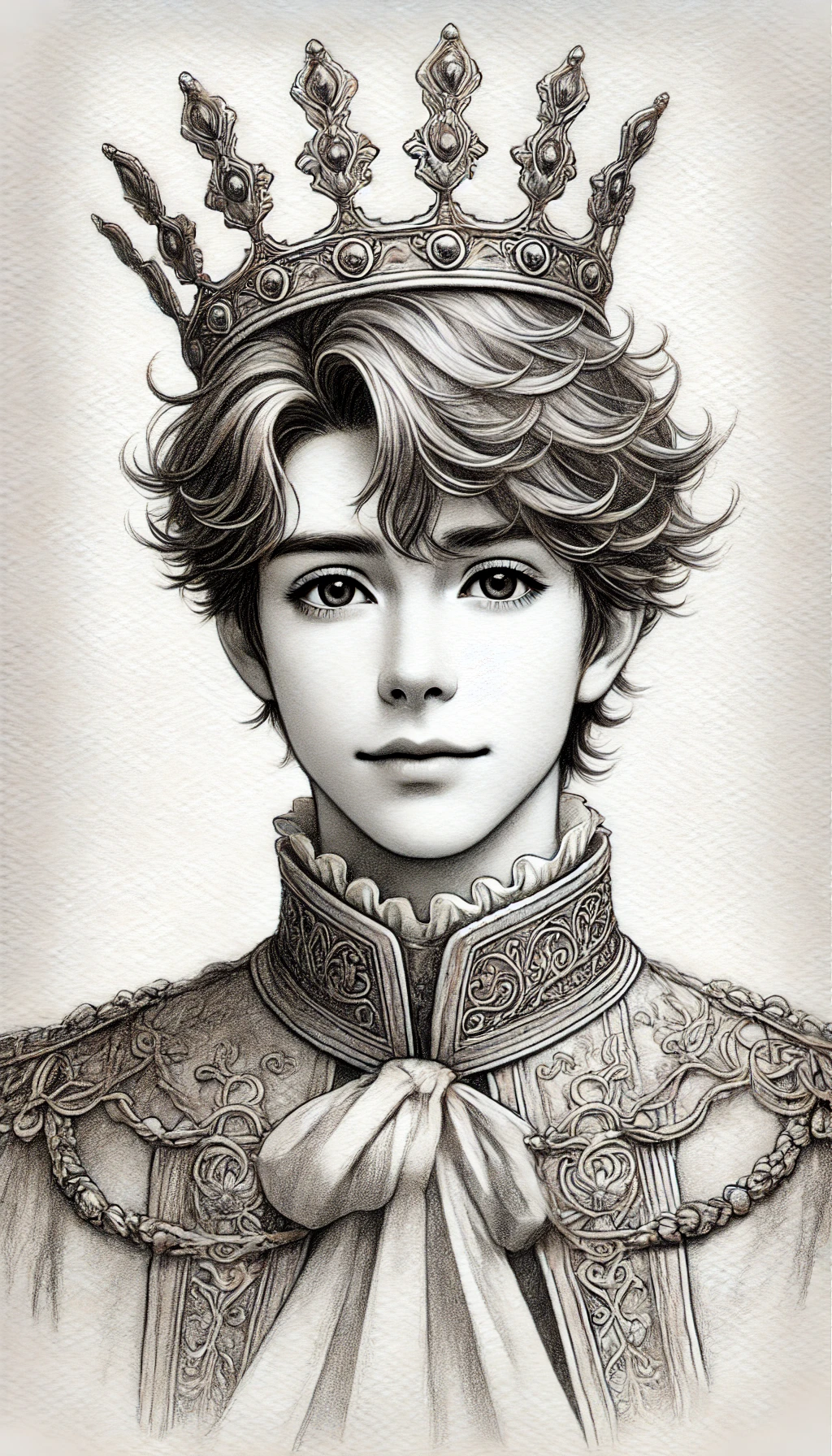 Cute Young Prince Grayscale Coloring Pages - ColoringDraft.com